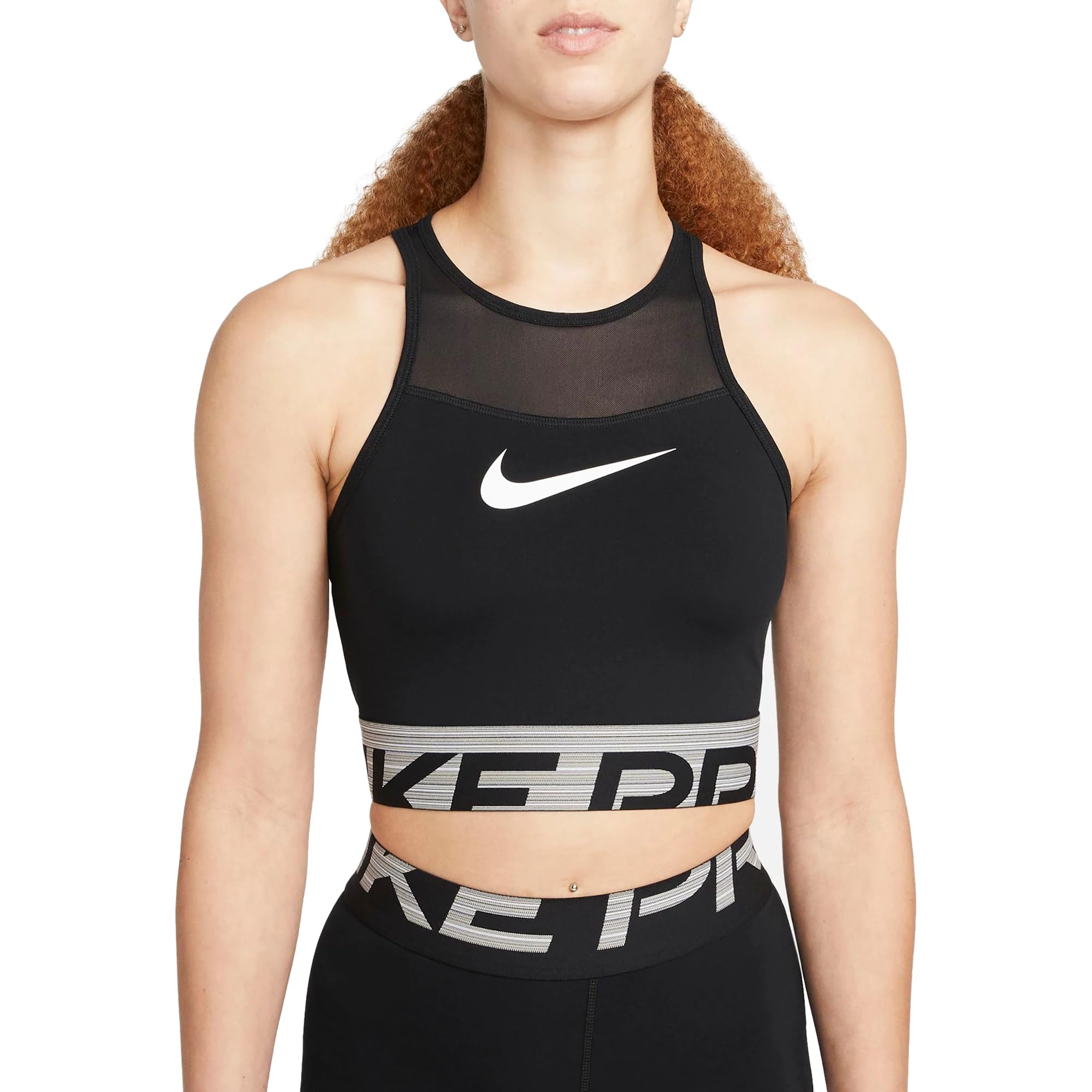 Nike Women's Pro Dri-Fit Cropped Training Tank Top (as1, Alpha, m, Regular, Regular, Black)