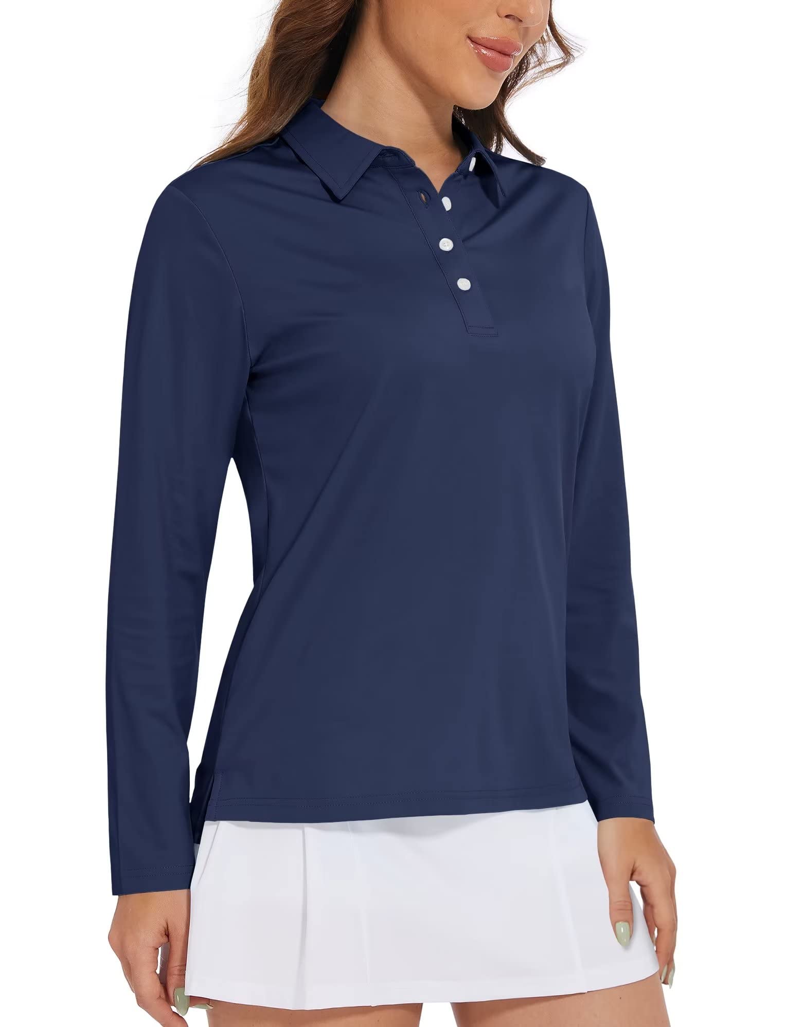 KEFITEVD Women's Polo Shirts Classic Design for Activewear Running Exercise Jersey Polo Shirt Dry Fit Golf Polo Shirt Womens Pullover Tops Navy
