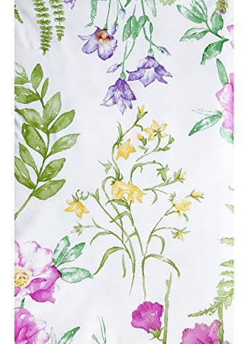 Newbridge Easter Wildflower Fields Floral Vinyl Flannel Backed Tablecloth, Spring Wild Flowers Easy Care Vinyl Tablecloth with Flannel Backing, 60 Inch x 120 Inch Oblong/Rectangle