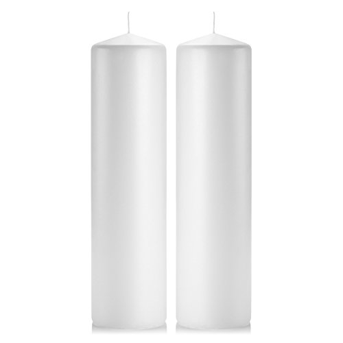 White Pillar Candles - Set of 2 Unscented Pillar – 3x12 inches for Wedding Centerpiece Candle, Home Decor and Holiday Celebrations