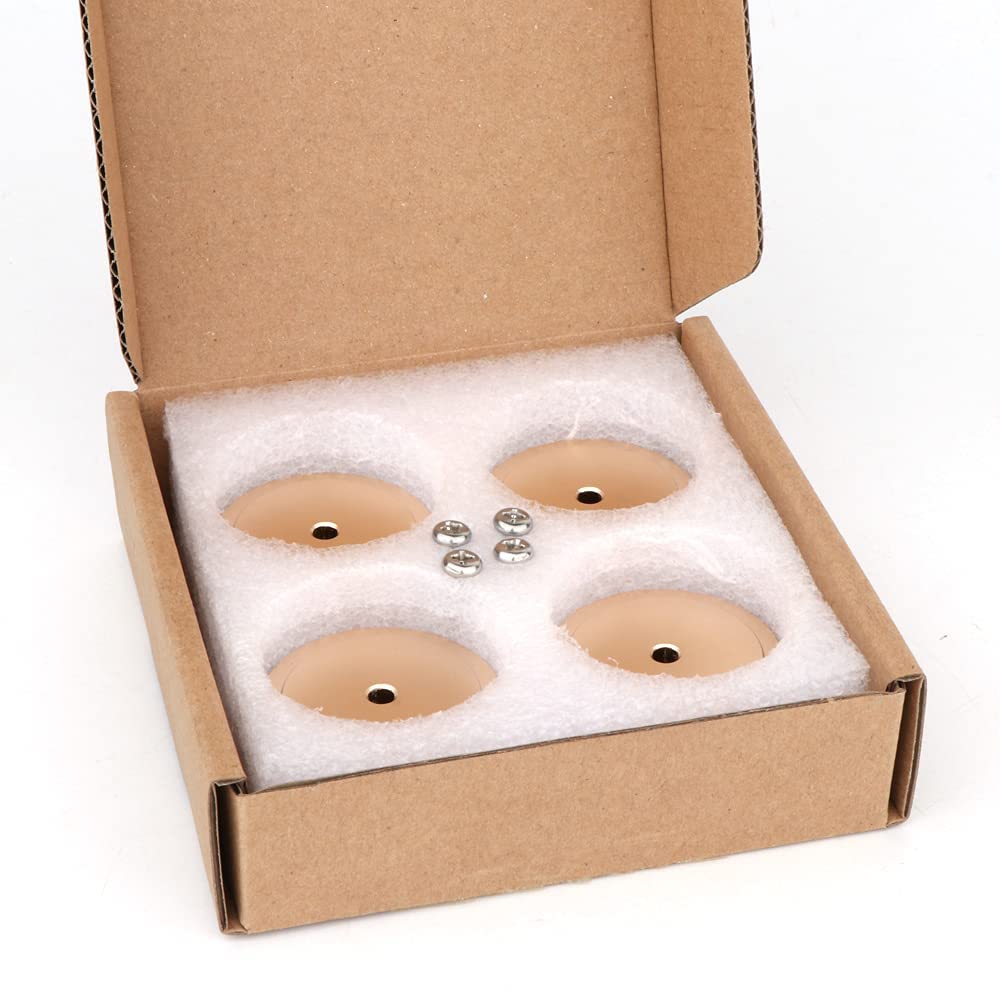 Monosaudio Speaker Isolation Feet 4 Pcs 40x15mm Aluminum Feet Subwoofer Isolation Feet with Non-Slip Rubber Rings/Adhesive/M4 Screws for Audio,Speakers,Subwoofers,Amplifier,DAC,Turntable(Gold)
