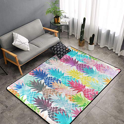 NiYoung Bedroom Living Room Kitchen Big Size Area Rugs Home Art - New Hawaiian Tropical Pineapple Watercolor Print Floor Mat Doormats Quick Dry Spa Bathroom Floor Mats Exercise Mat Throw Rugs Carpet