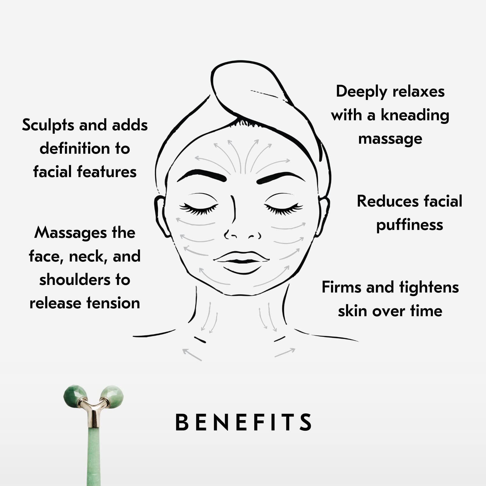 Mount Lai Jade Tension Melting Facial Massager for Face and Neck, Face Jade Roller Massager for Relieving Tensions