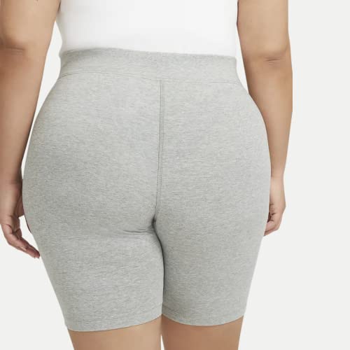 Nike Women's Sportswear Essential Mid-Rise Bike Shorts (Plus Size), Dark Grey Heather/White, 1X