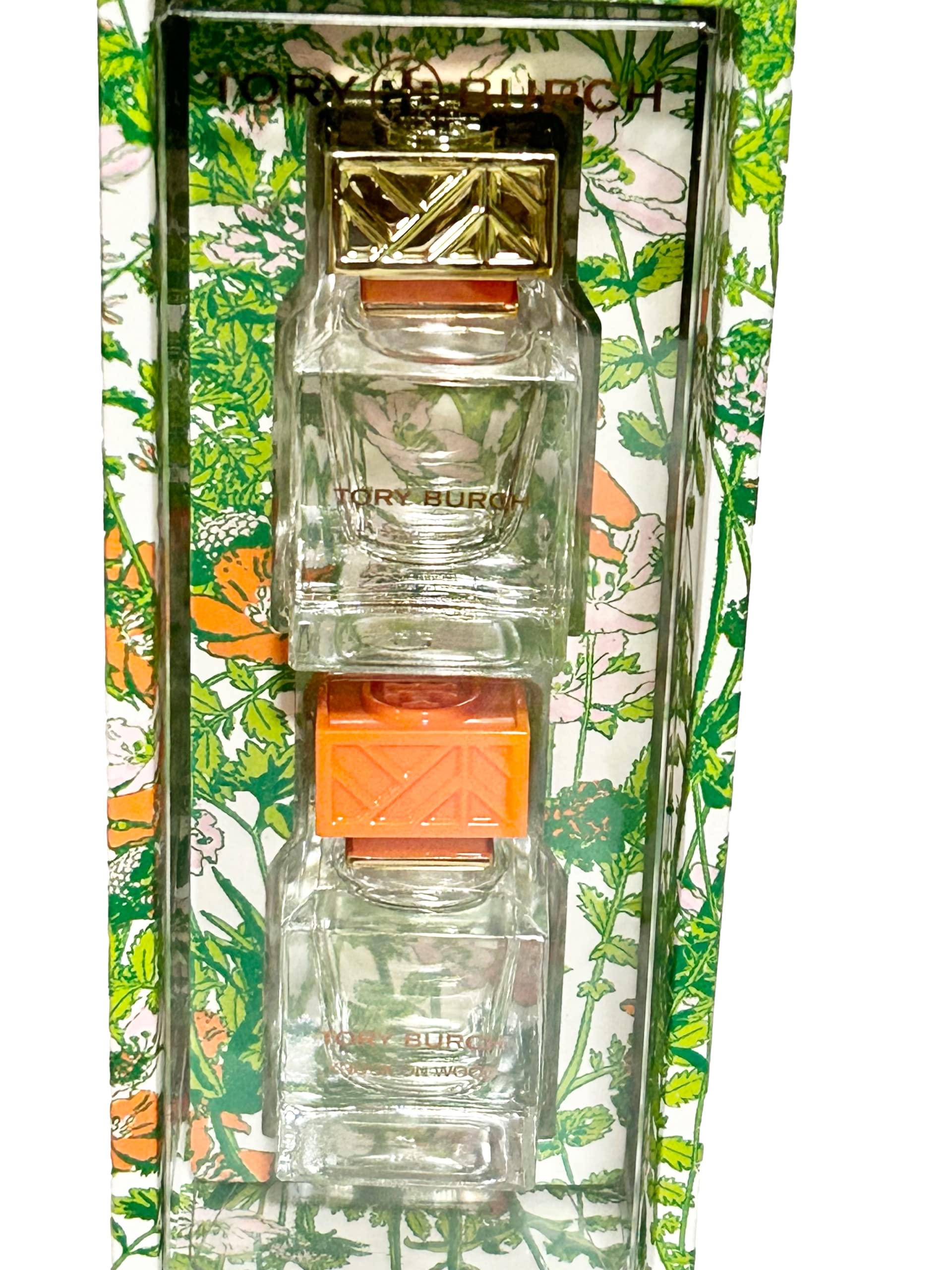 Tory Burch Duo Women Mini Travel Size Splash On Dabber Set Set Knock On Wood & Eau De Parfum 7 ml / 0.24 Fl Oz each EDP (2 Piece set)