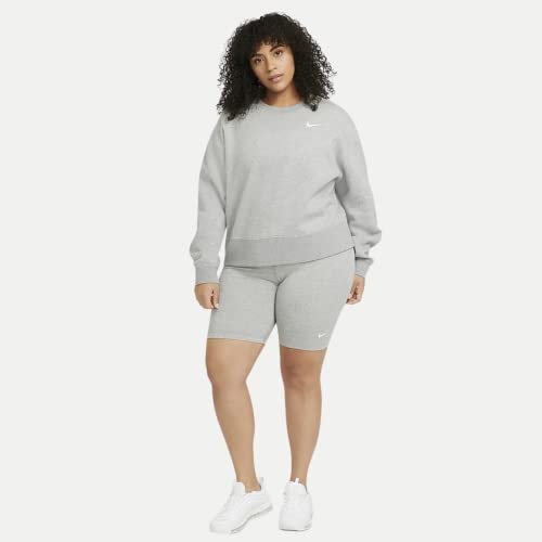 Nike Women's Sportswear Essential Mid-Rise Bike Shorts (Plus Size), Dark Grey Heather/White, 1X