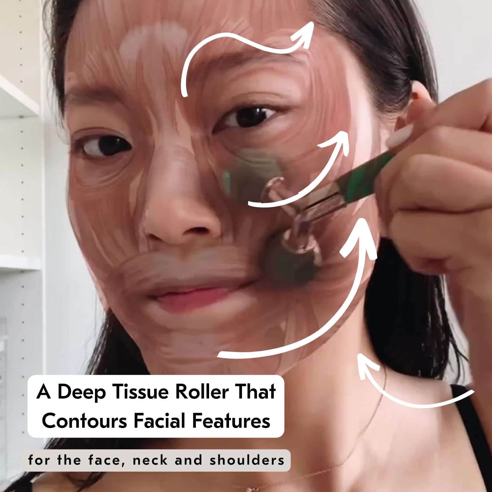 Mount Lai Jade Tension Melting Facial Massager for Face and Neck, Face Jade Roller Massager for Relieving Tensions