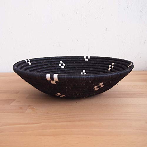 African Basket- Munazi/Rwanda Basket/Woven Bowl/Sisal & Sweetgrass Basket/Black, White