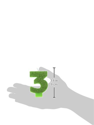 #3 Glitter Birthday Candle | Kiwi Green | Party Supply