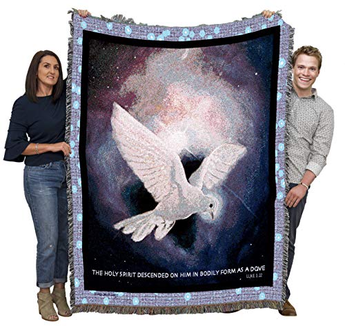 Pure Country Weavers The Holy Spirit Descended on Him Blanket by Stephen Sawyer - Scriptures - Luke 3:22 - Religious Gift Tapestry Throw Woven from Cotton - Made in The USA (72x54)