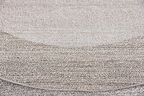 Unique Loom Del Mar Collection Area Rug-Transitional Inspired with Modern Contemporary Design, 6' 0 x 6' 0 Round, Light Gray/Beige