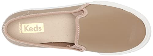 Keds Women's Double Decker Slip ON Sneaker, Tan Leather, 8.5