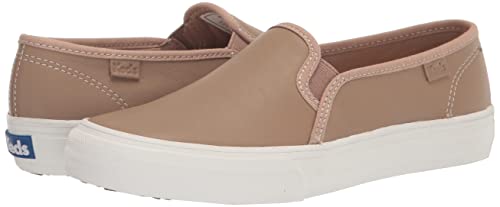 Keds Women's Double Decker Slip ON Sneaker, Tan Leather, 8.5