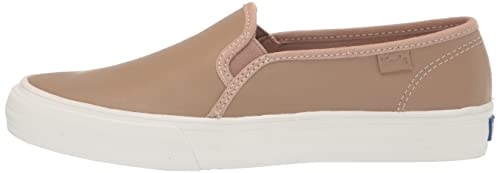 Keds Women's Double Decker Slip ON Sneaker, Tan Leather, 8.5