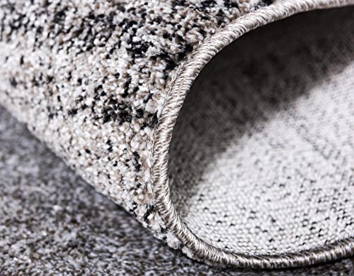 Unique Loom Del Mar Collection Area Rug-Transitional Inspired with Modern Contemporary Design, 6' 0 x 6' 0 Round, Light Gray/Beige