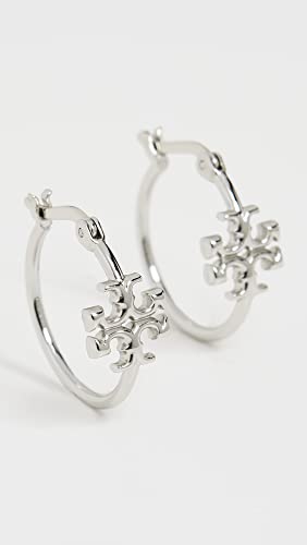 Tory Burch Women's Eleanor Small Hoop Earrings, Tory Silver, One Size