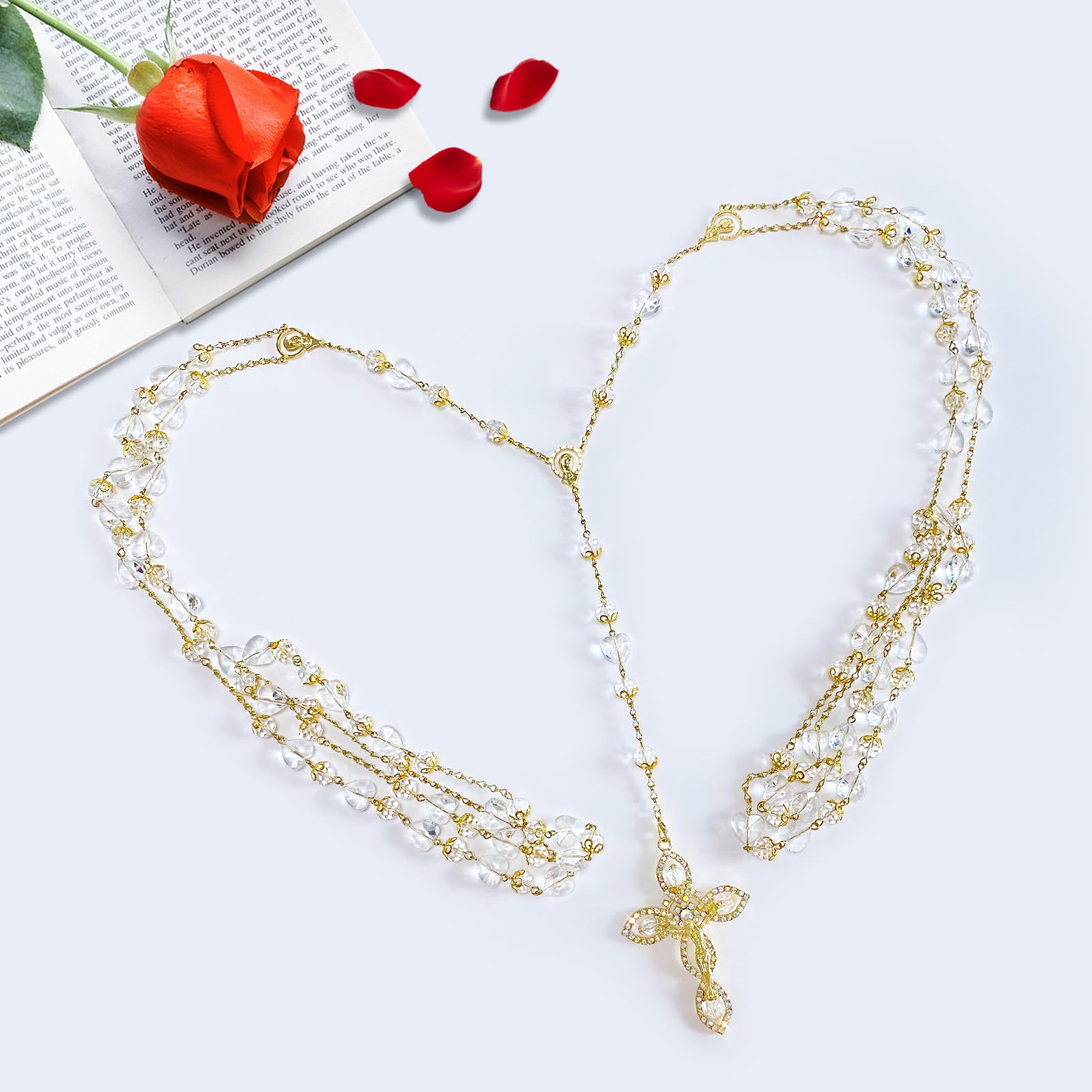 Lazo Para Boda,Wedding Lasso for Ceremony Gift,Rosario Lazos Para Boda Catolica,Lazos Para Bodas De Iglesia Para Novios,Lasso for Wedding Ceremony,Wedding Crystal Rosary,Lazo De Bodas Para Los Novios