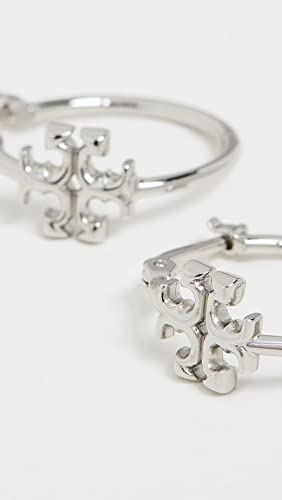 Tory Burch Women's Eleanor Small Hoop Earrings, Tory Silver, One Size