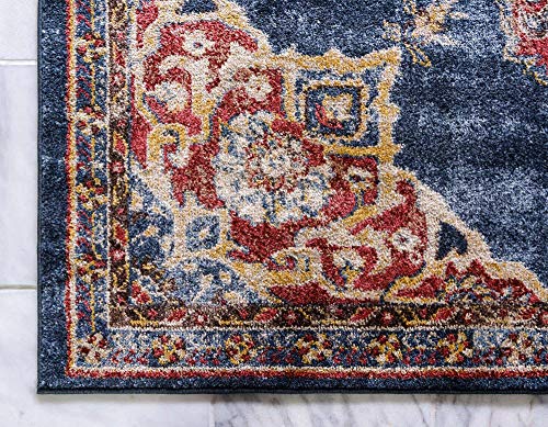 Unique Loom Utopia Collection Traditional Classic Vintage Inspired Area Rug with Warm Hues, 2 ft 7 in x 10 ft, Navy Blue/Burgundy