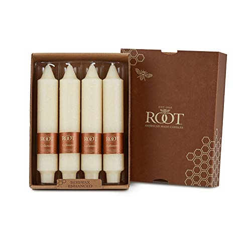 Root Unscented Timberline Collenettes Dinner Candles, 7-Inch Tall, Box of 4, Ivory