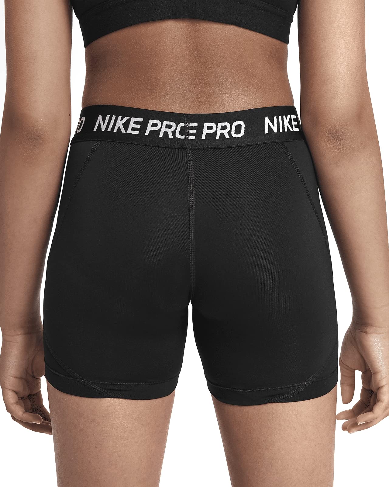 Nike Girls Pro 3" Boyshorts Black/White (as1, Alpha, x_s, Regular, Black)