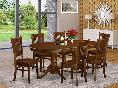 EAST WEST FURNITURE 7 Pc Dining room set Table with Leaf and 6 Kitchen Dining Chairs