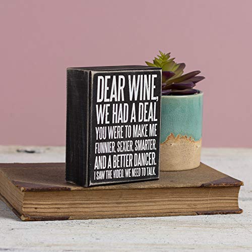 Primitives by Kathy 27179 Box Sign, 4" x 5", Dear Wine…