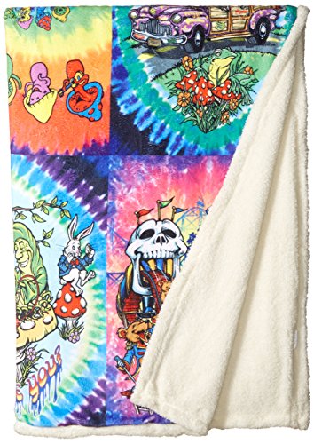 Liquid Blue Men's Hippy Collection Tie Dye Warm Coral Fleece Throw Blanket, Multi, 50" X 60"