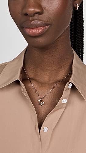 Tory Burch Women's Thin Roxanne Pendant Necklace, Tory Gold/Cream, One Size