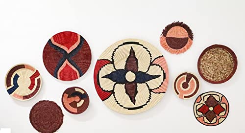 Hands Craft Fair Trade Uganda Basket Bukedo & Raffia Bowls Burnt Orange 12".5" Across