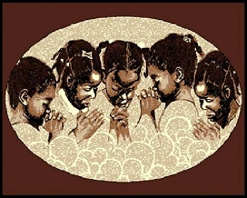 Kids Children Prayer Holding Hands Praying Novelty Area Rug (5’ 3” X 7’ 5”)