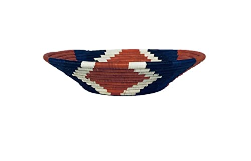 Hands Craft Fair Trade Uganda Basket Bukedo & Raffia Bowls Burnt Orange 12".5" Across