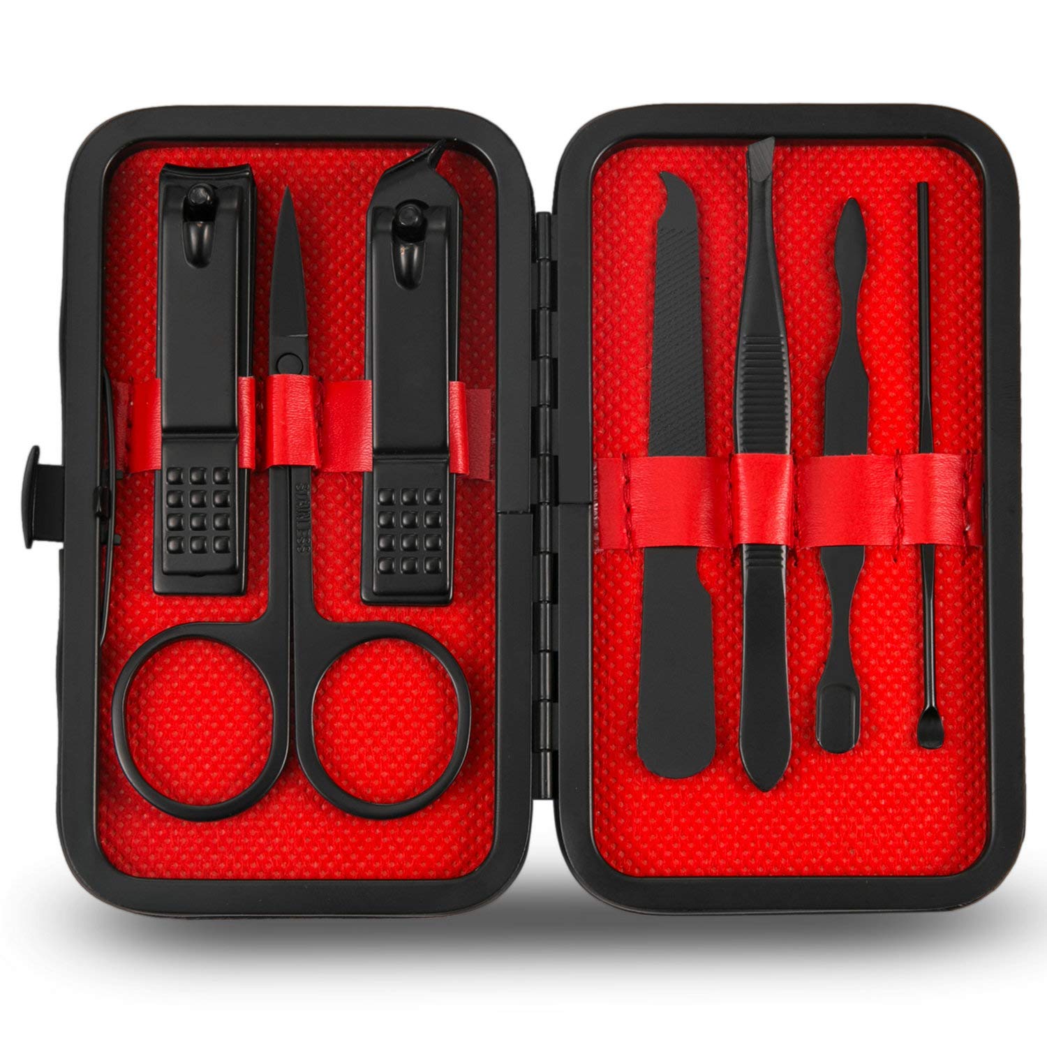 Jwxstore Manicure Set Nail Clippers Kit Mens Grooming Kit 7 In 1 Professional Personal Nail Care Set with Luxurious Travel Case Gifts for Men Husband Boyfriend Parents Women Elder Patient