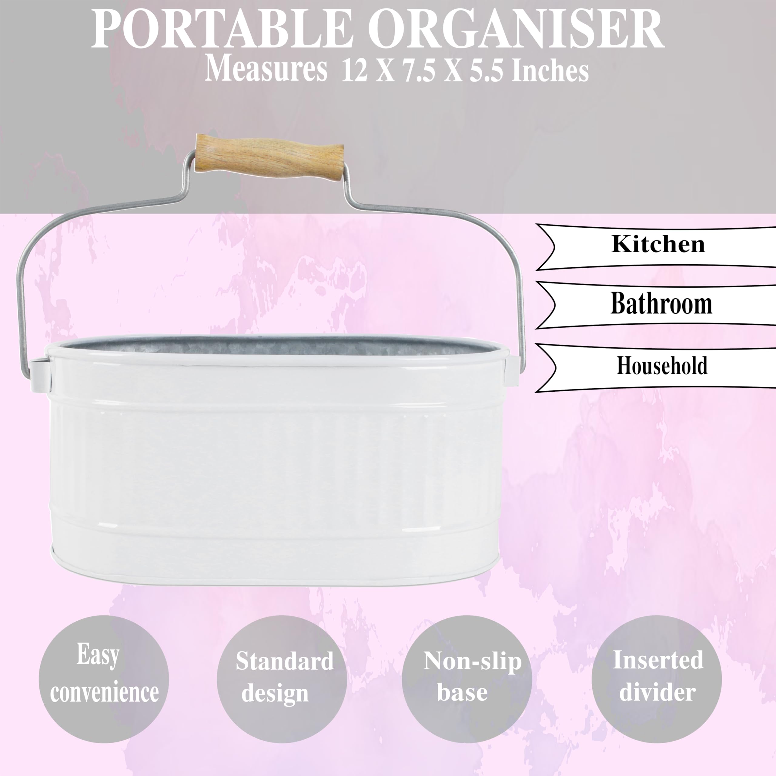 utensil caddy for parties, utensil caddy for countertop, kitchen utensil caddy, plate and utensil caddy - picnic utensil caddy, kitchen utensil caddy for countertop - 12 Inches (Snowy White/Grey)
