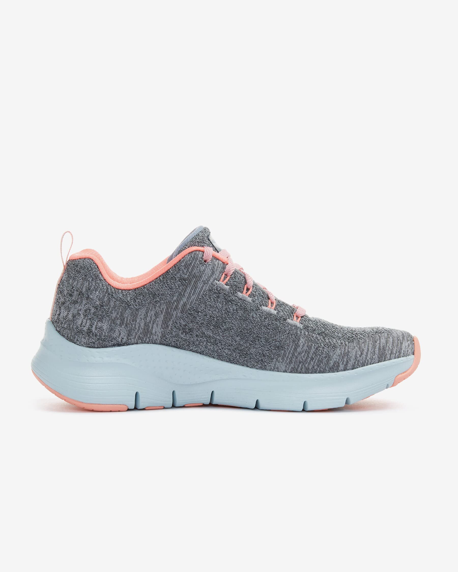 Skechers Women's Sneaker, Gray Knit Pink Trim, 7