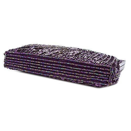 KISSCHIC Vintage Beaded Sequin Peacock Clutch Purse Evening Bags (Purple)