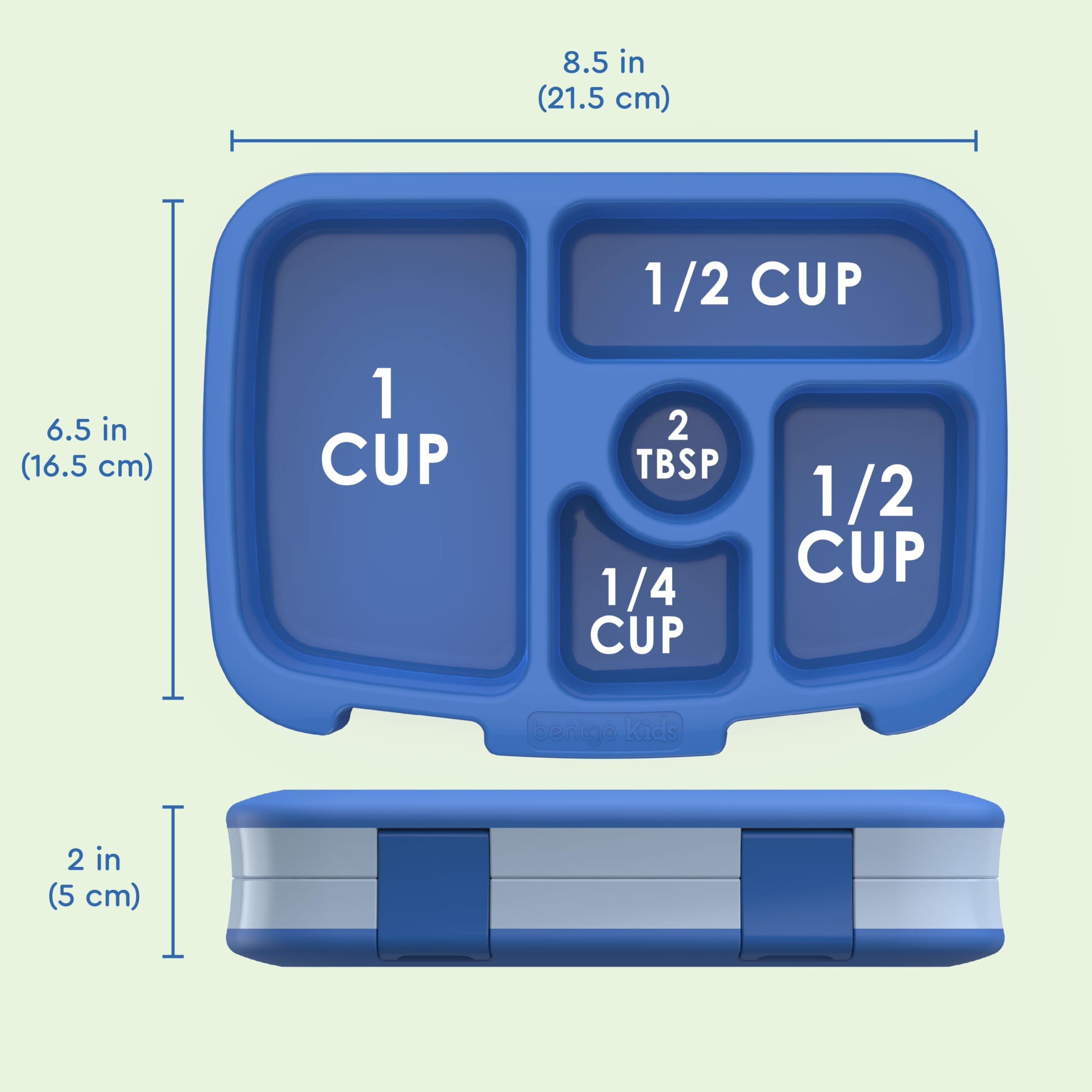Bentgo® Kids Leak-Proof, 5-Compartment Bento-Style Kids Lunch Box - Ideal Portion Sizes for Ages 3 to 7, BPA-Free, Dishwasher Safe, Food-Safe Materials, 2-Year Warranty (Blue)