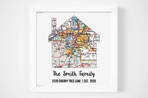 New Home Gift Housewarming Gift Map Art Gift Family Established Sign Last Name Art Family Art Framed Art Gift for New Home Realtor Gift