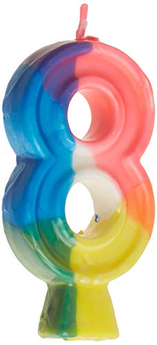 Unique Rainbow Number 8 Party Candle, 3", Multicolor