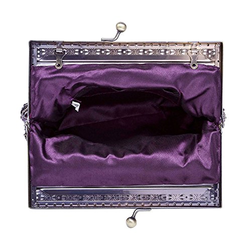 KISSCHIC Vintage Beaded Sequin Peacock Clutch Purse Evening Bags (Purple)