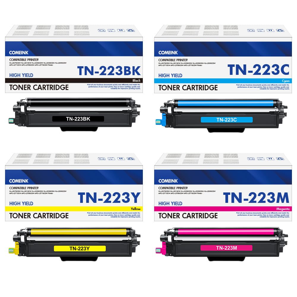 TN223 BK/C/M/Y MFC-L3770CDW Toner 4Pack: Compatible Toner Cartridge Replacement for Brother TN-223 TN 223 TN227 Work with HL-L3270CDW HL-L3210CW HL-L3290CDW MFC-L3710CW MFC-L3750CDW Printer