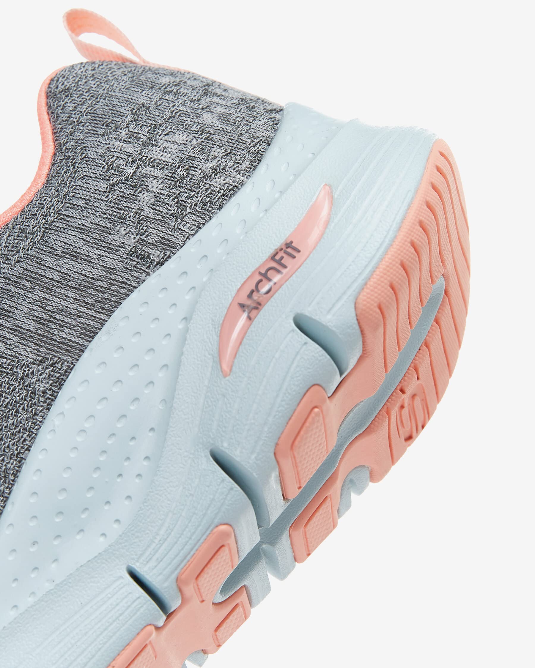 Skechers Women's Sneaker, Gray Knit Pink Trim, 7