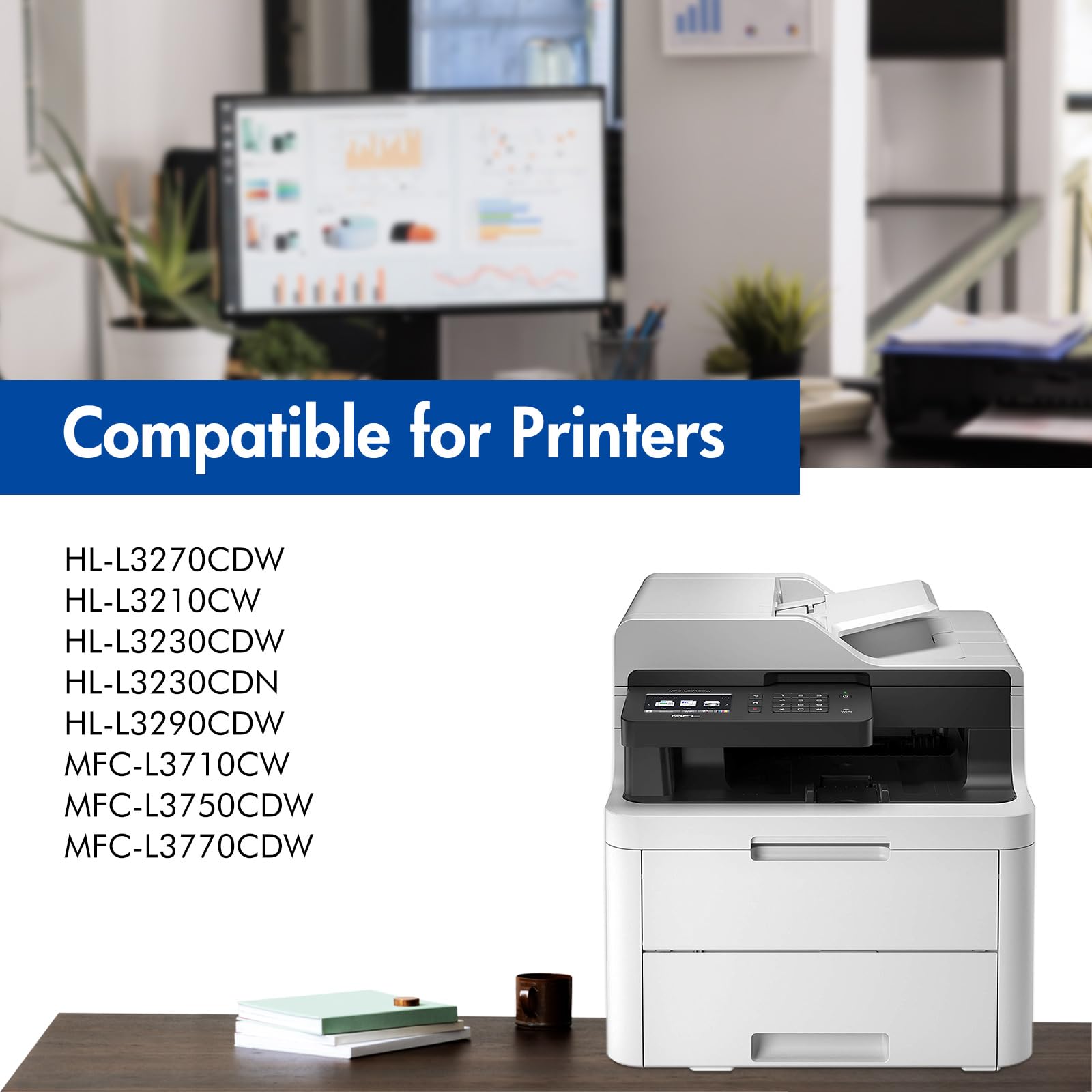 TN223 BK/C/M/Y MFC-L3770CDW Toner 4Pack: Compatible Toner Cartridge Replacement for Brother TN-223 TN 223 TN227 Work with HL-L3270CDW HL-L3210CW HL-L3290CDW MFC-L3710CW MFC-L3750CDW Printer