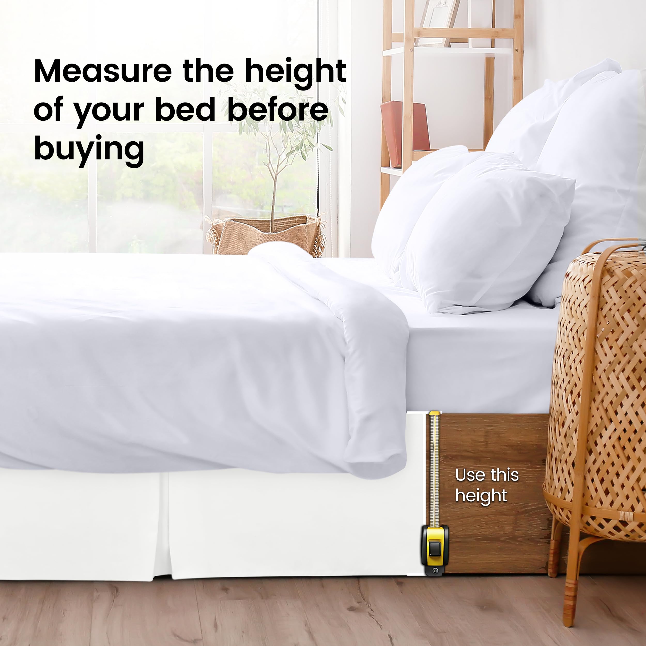 Utopia Bedding Queen Bed Skirt - Soft Quadruple Pleated Ruffle - Easy Fit with 16 Inch Tailored Drop - Hotel Quality, Shrinkage and Fade Resistant (Queen, White)