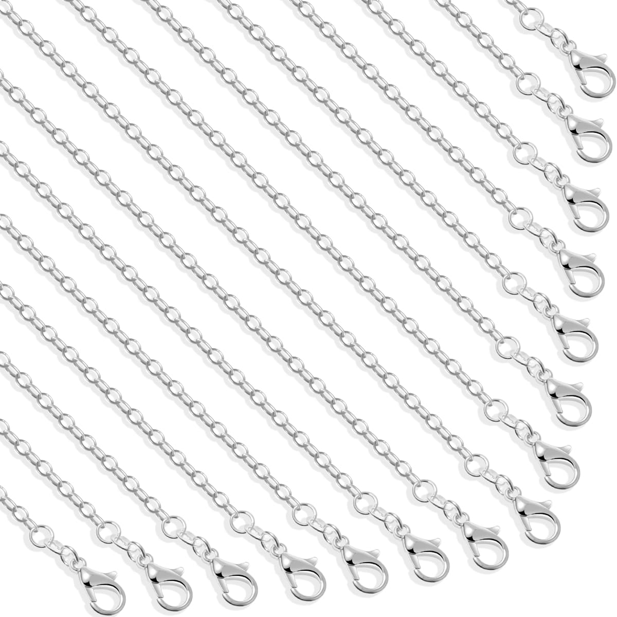 selizo 30 Pack Necklace Chains Bulk for Jewelry Making, Bulk Necklace Chains Silver Plated Cable Chains for Jewelry Making, 1.2 mm (18 Inches)