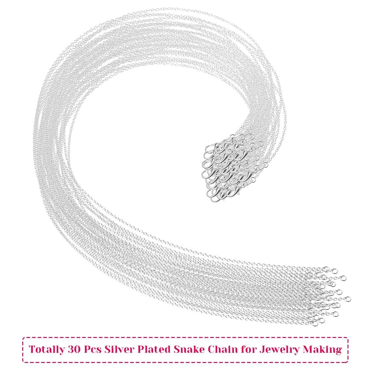 selizo 30 Pack Necklace Chains Bulk for Jewelry Making, Bulk Necklace Chains Silver Plated Cable Chains for Jewelry Making, 1.2 mm (18 Inches)