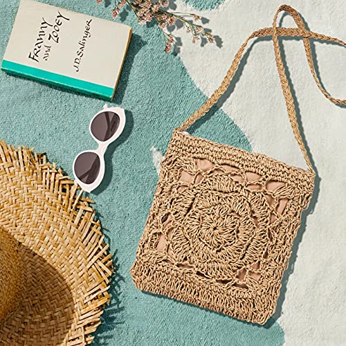 JOSEKO Straw Crossbody Bag Women Shoulder Bag Summer Beach Bag