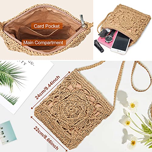 JOSEKO Straw Crossbody Bag Women Shoulder Bag Summer Beach Bag