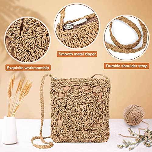 JOSEKO Straw Crossbody Bag Women Shoulder Bag Summer Beach Bag