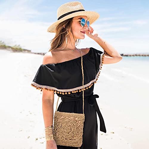 JOSEKO Straw Crossbody Bag Women Shoulder Bag Summer Beach Bag